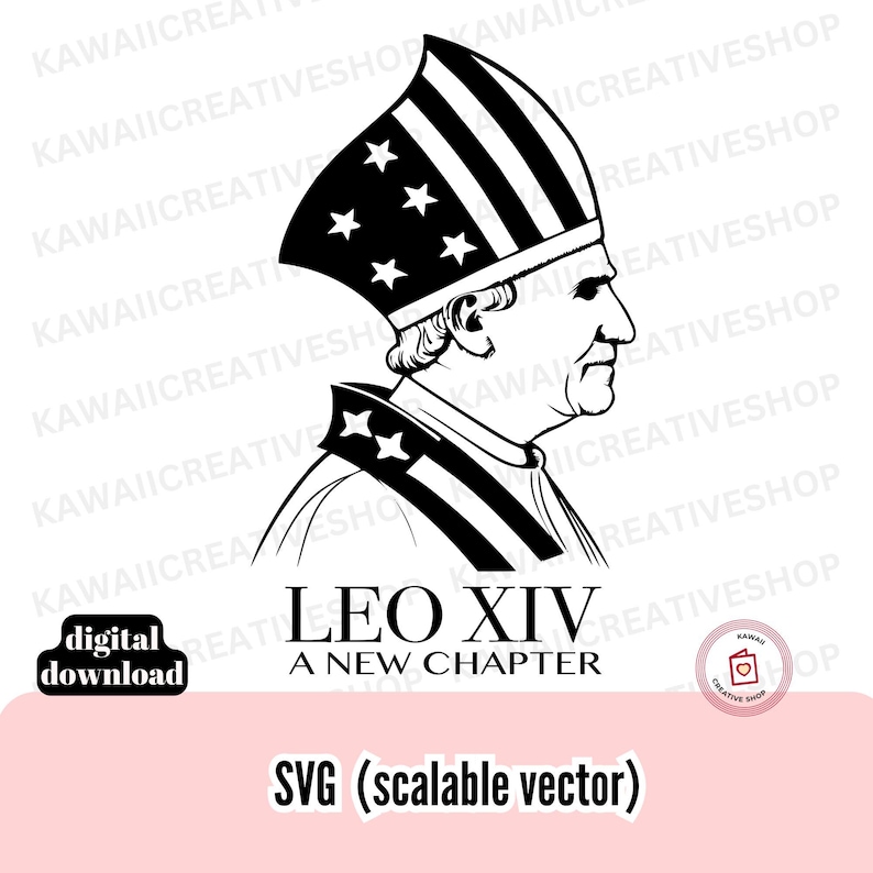 Pope Leo American Pope SVG Black and White Religious Clipart USA ...