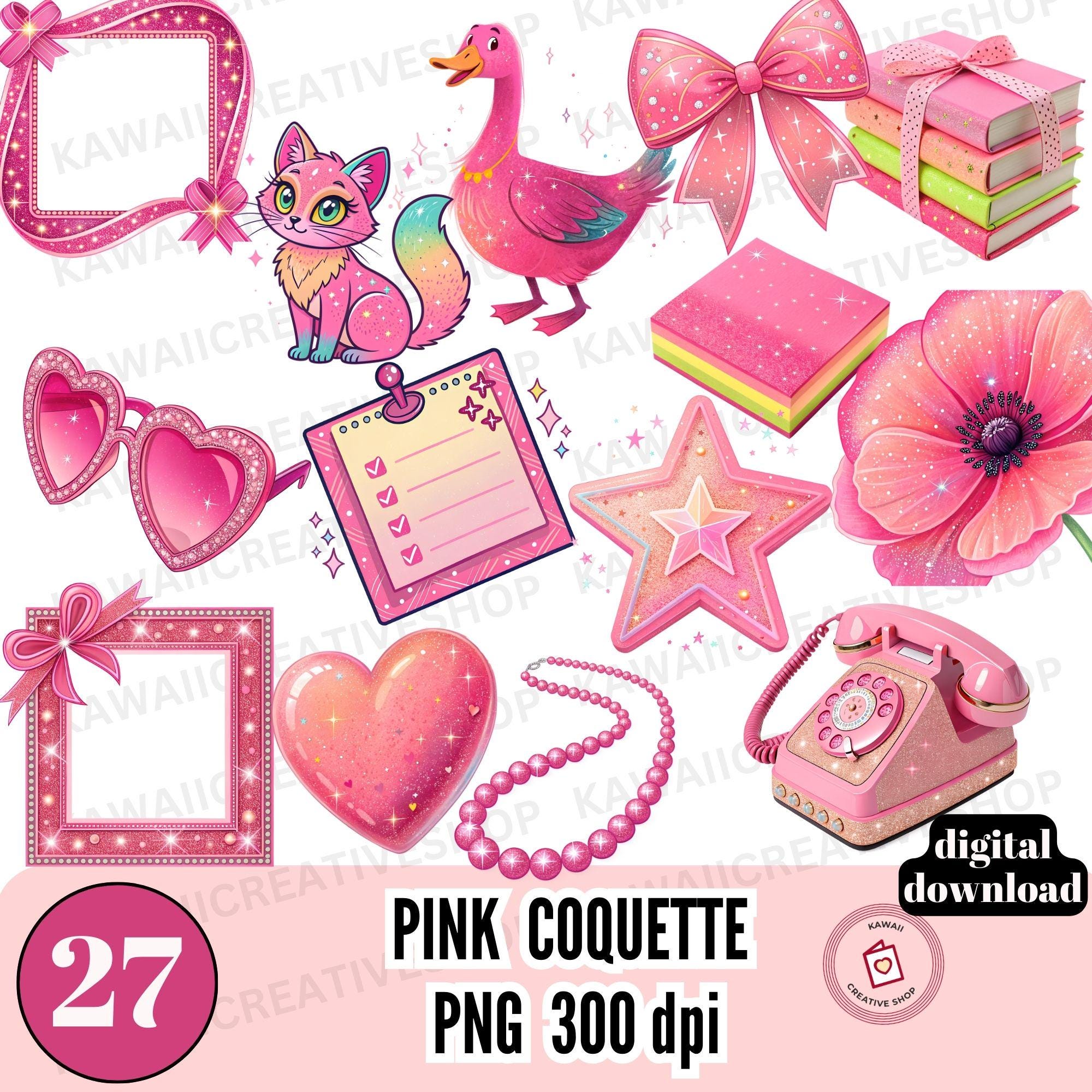 Messy Coquette PNG Clipart Bundle Pink Aesthetic 27 Pink Girly Clipart ...