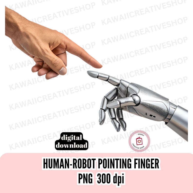 Pointing Finger Clipart Human and Robot Hand Interaction PNG Futuristic ...