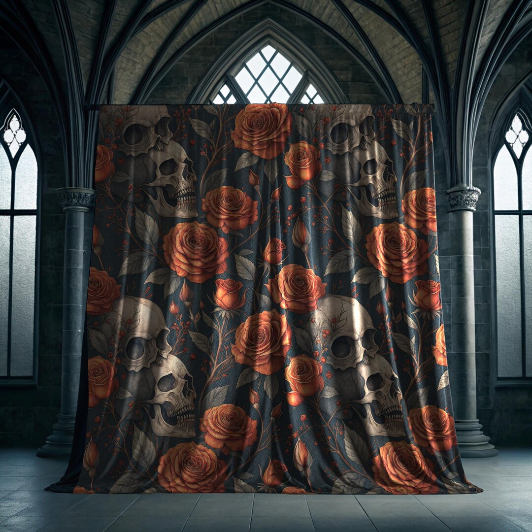 Gothic Skull and Roses Seamless Digital Paper 12 X 12 Inch PNG for ...