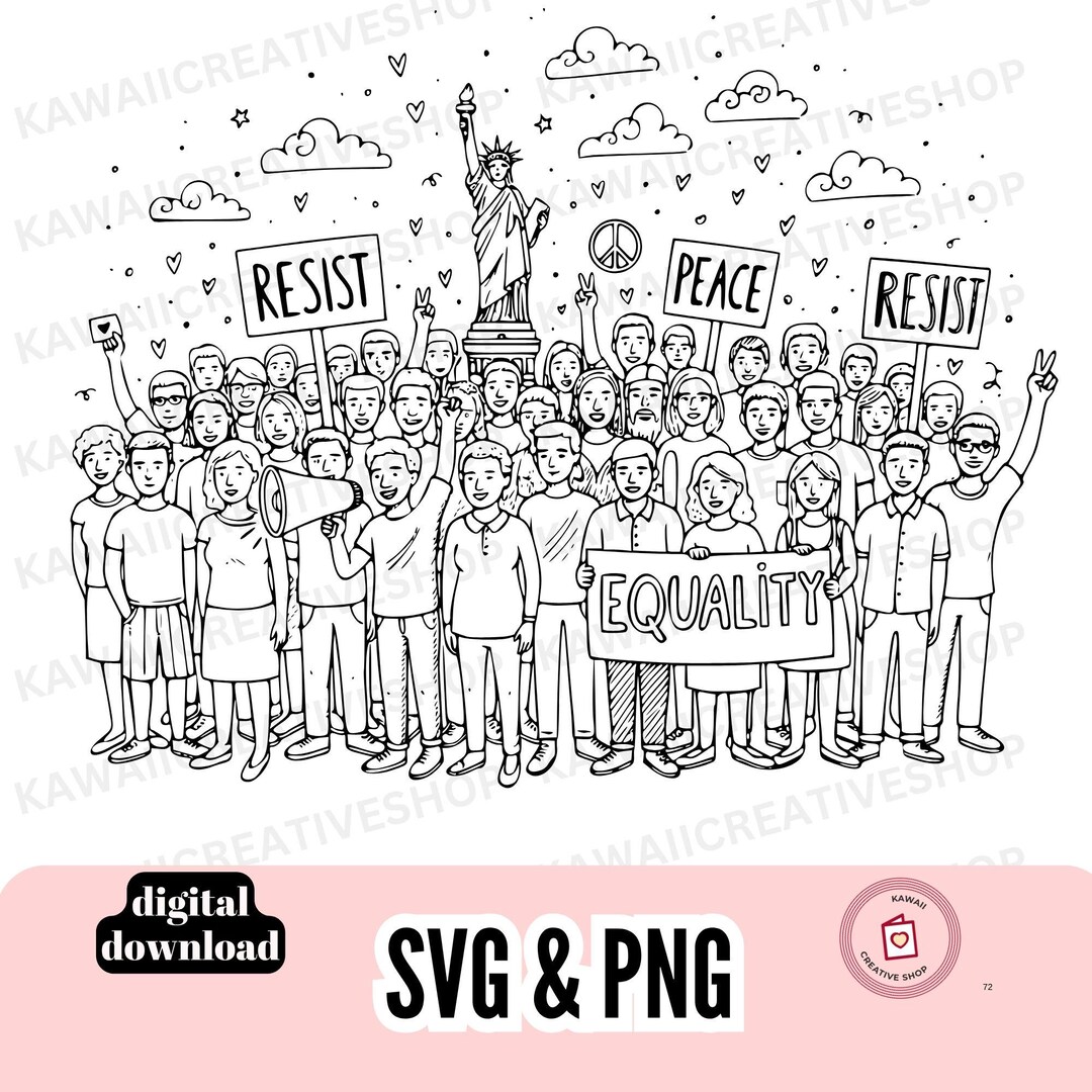 Rally Crowd Doodle Art Illustration SVG & PNG, Protest People Clipart ...
