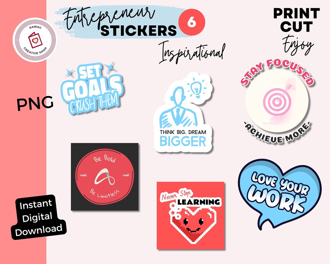 Entrepreneur Stickers PNG Inspirational Stickers PNG Instant Digital ...