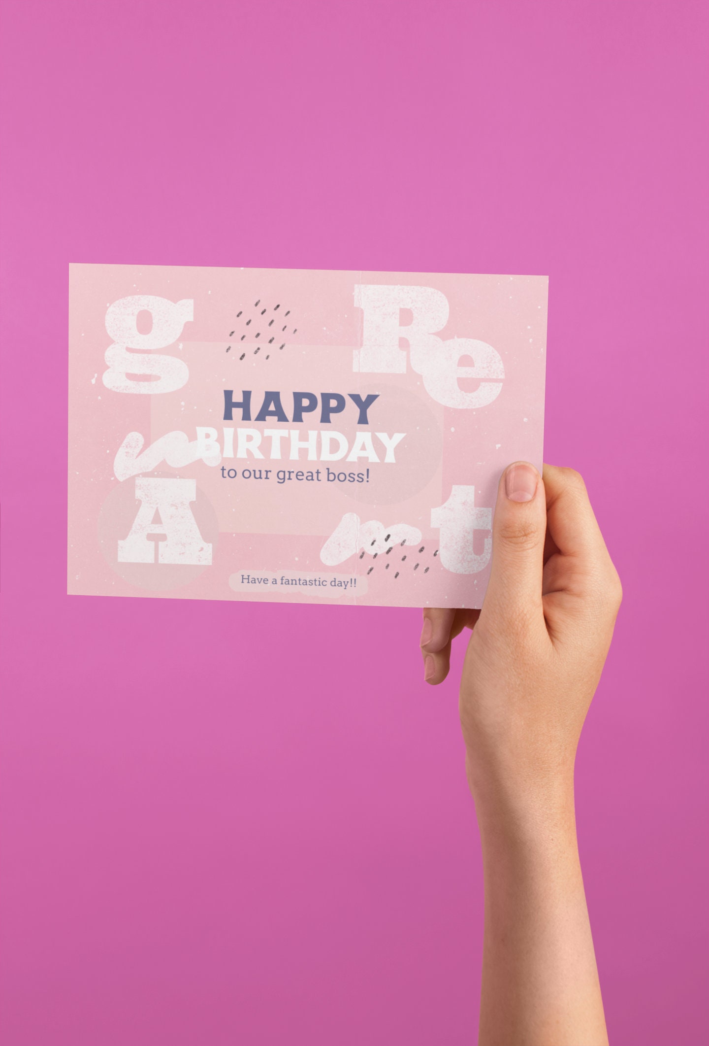 Pink Birthday Card for Female Boss 7 X 5 Inches Printable Greeting Card ...