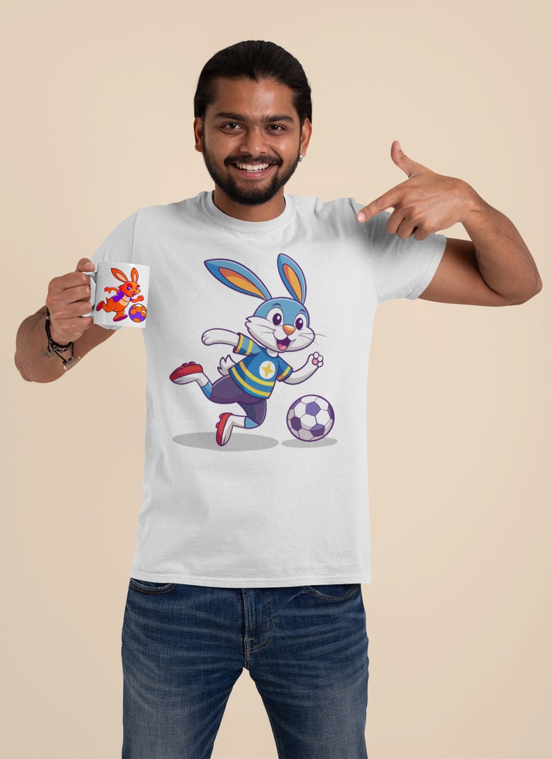 Bunny Soccer SVG and PNG Clipart Playful Rabbit Football Illustrations ...