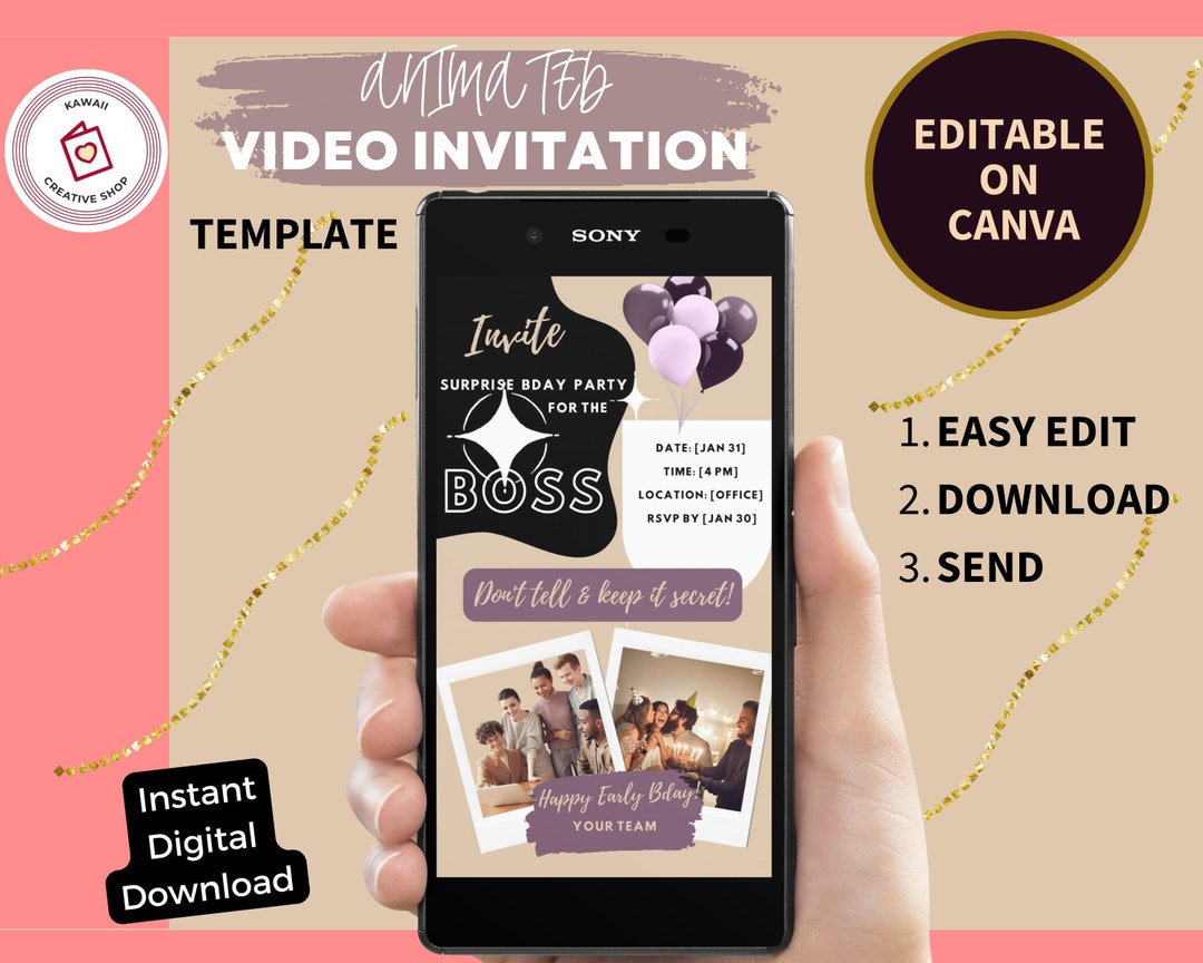 Animated Birthday Video Invitation, Boss Birthday Flyer, Animated Card Template, Digital Ecard ...