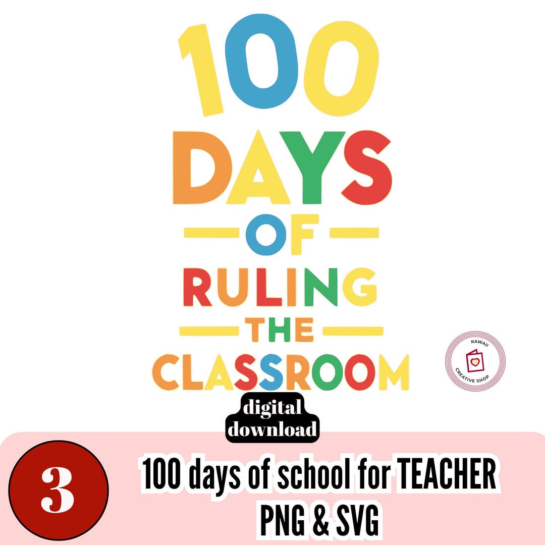 100 Days of School Teacher SVG & PNG Bundle Fun Digital Designs for ...