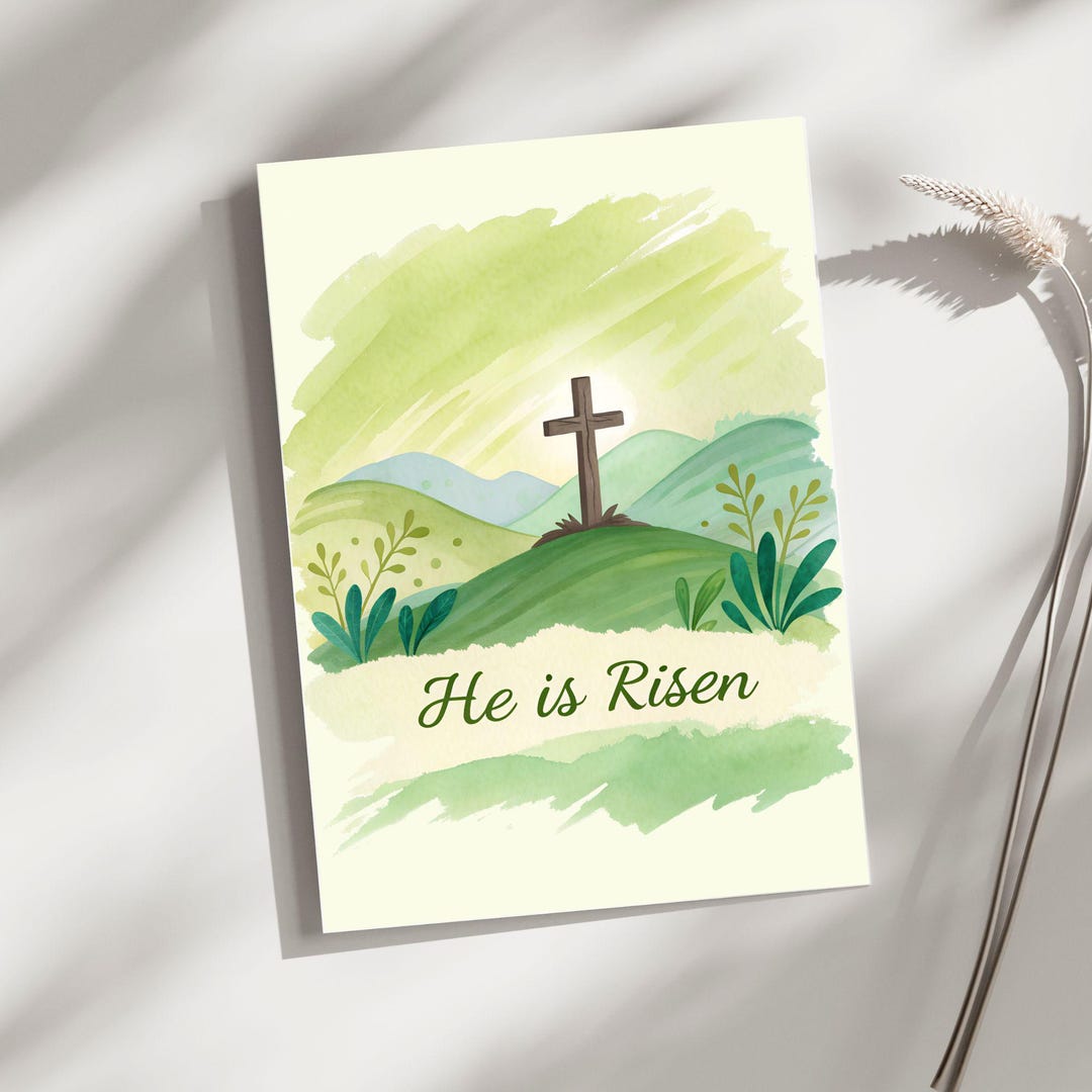He is Risen Printable Card 5x7 Easter Christian Card With Cross on ...