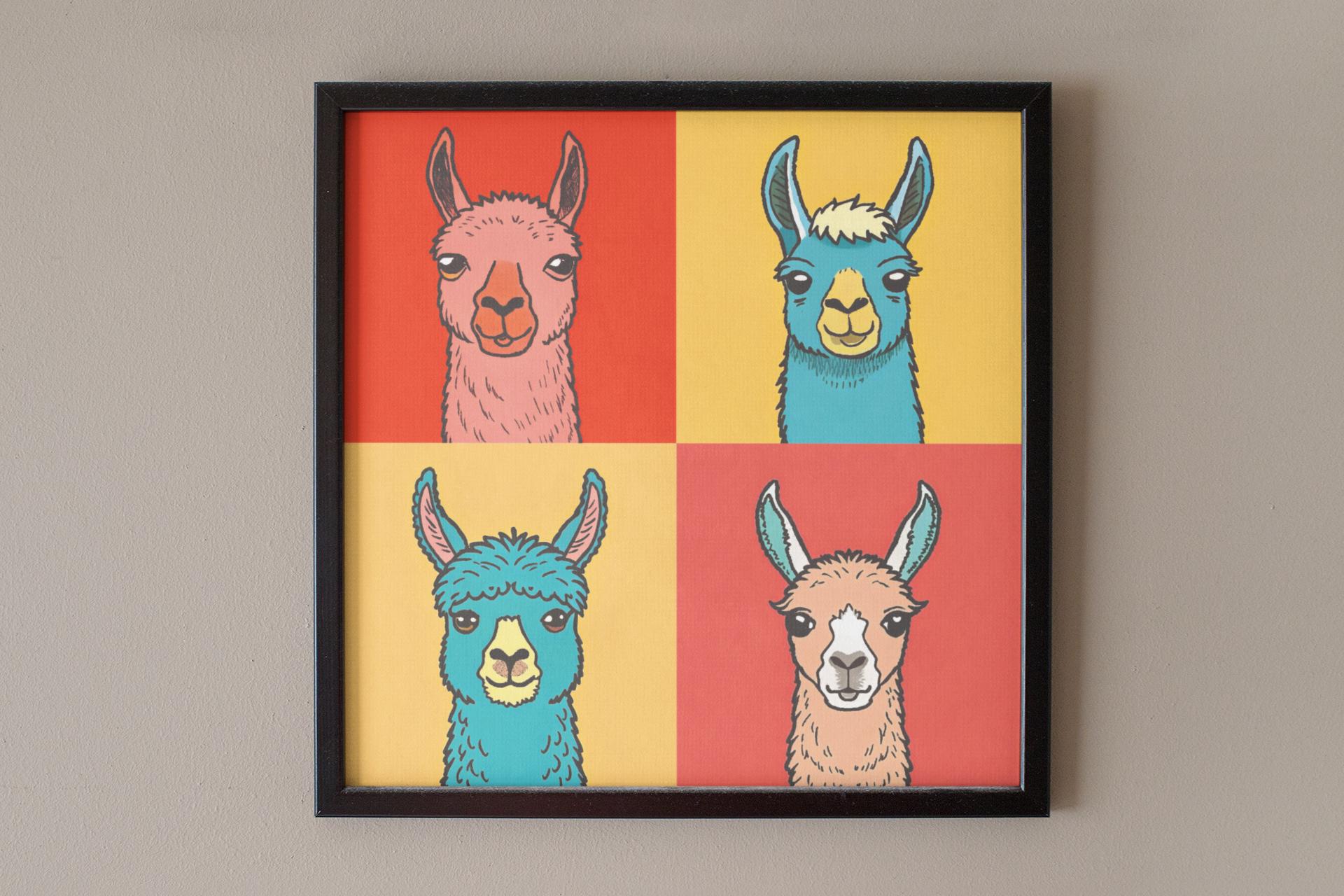 Llamas Art Print Cute Colorful Printable Office Wall Art Fun and ...