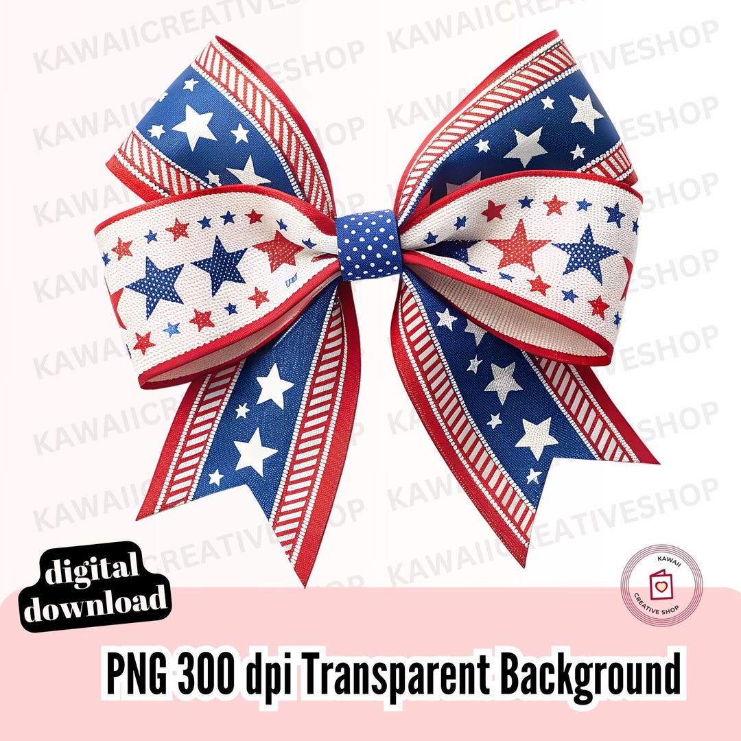 4th of July Coquette Bow PNG Large Patriotic Bow Clipart Independence ...