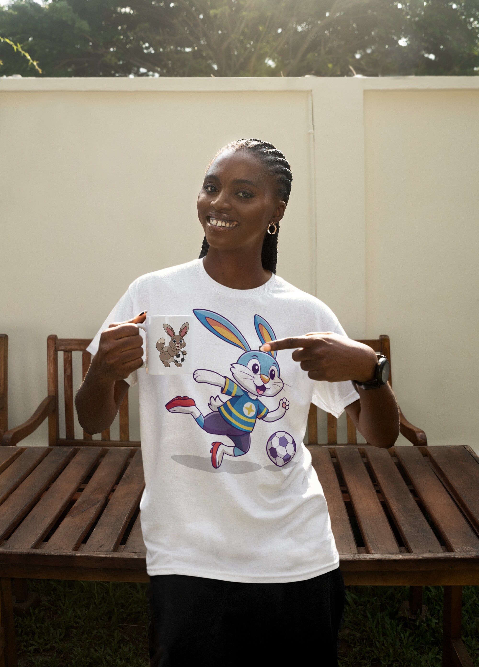 Bunny Soccer SVG and PNG Clipart Playful Rabbit Football Illustrations ...