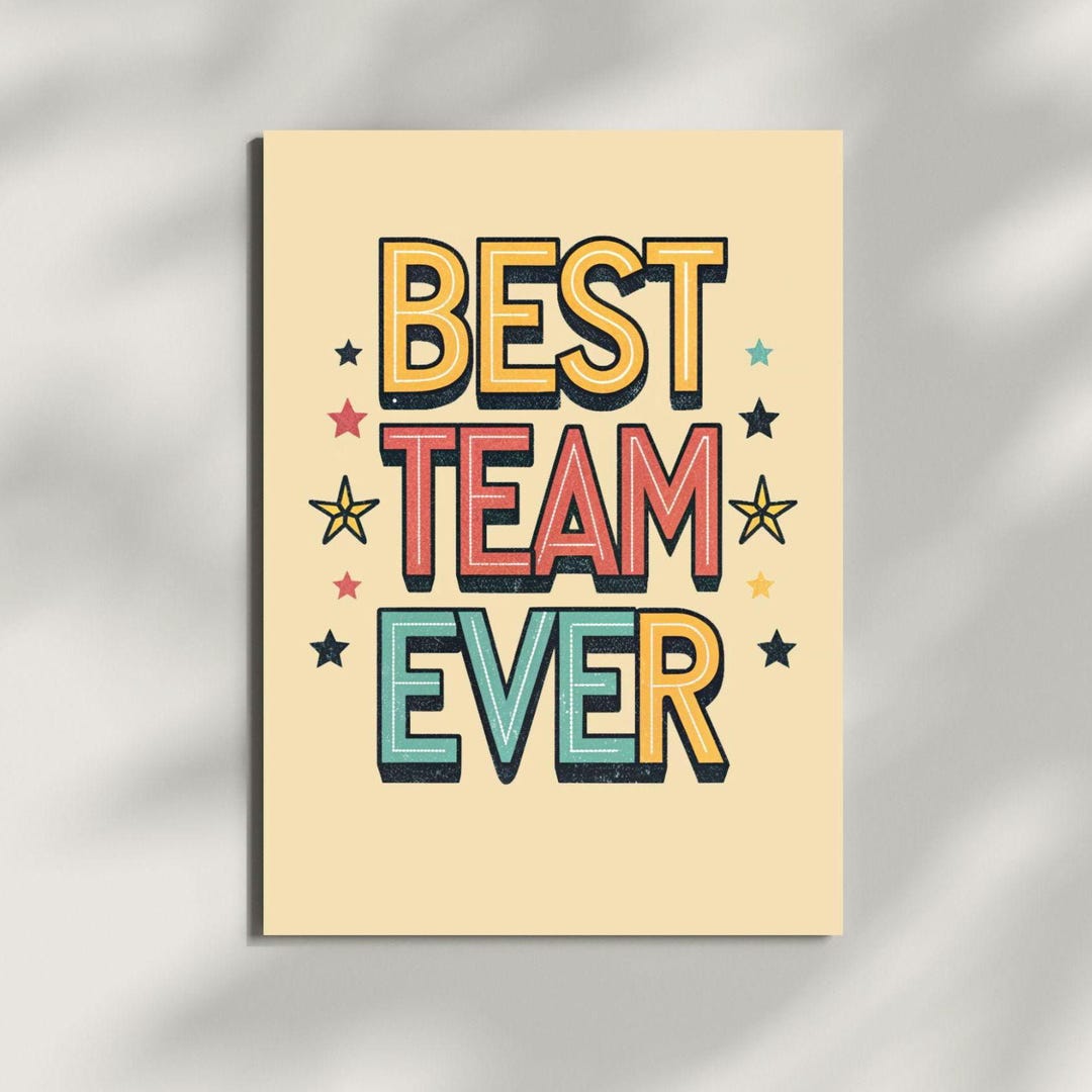 Best Team Ever Printable Message Appreciation Card Employee ...