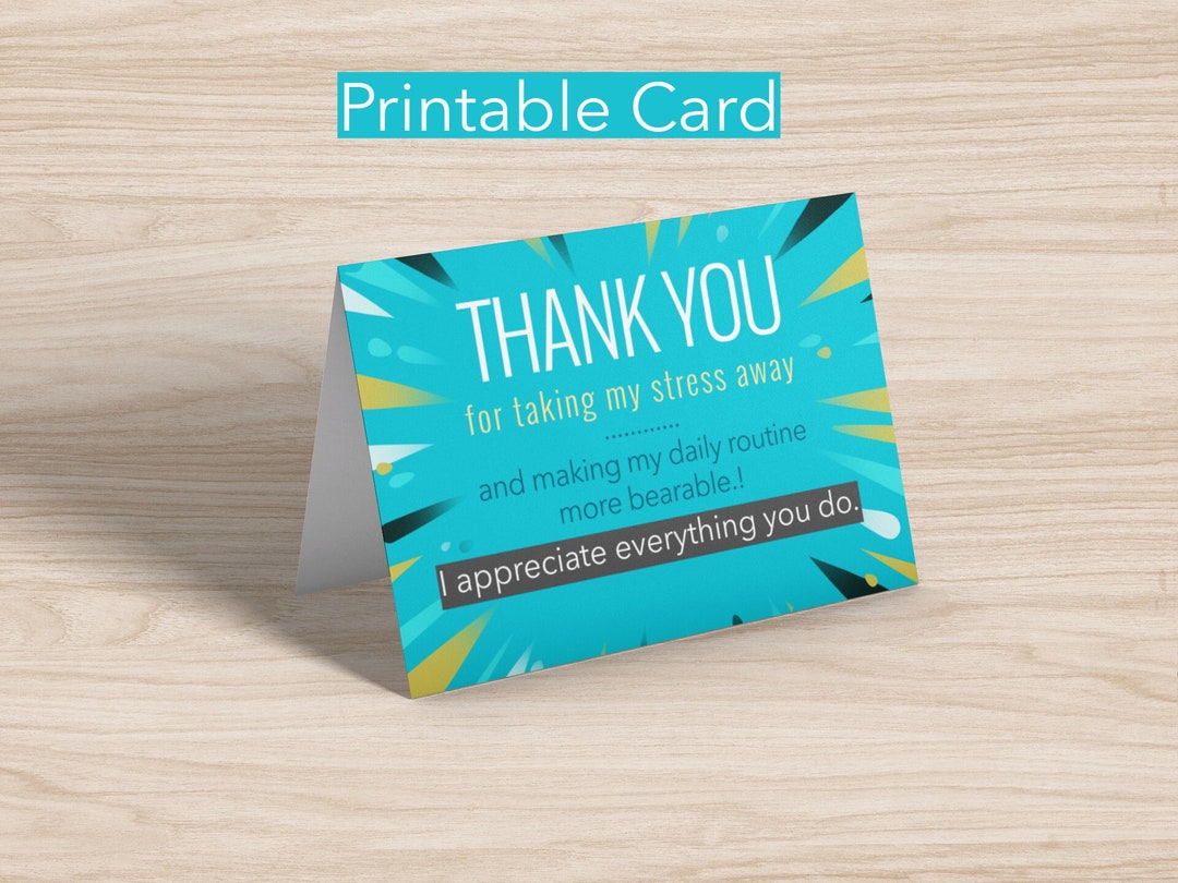 I Appreciate You Card Printable Instant Download Thank You for Your ...