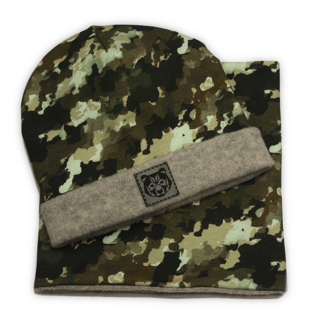 Cotton Hat With a Funnel-shaped Scarf With a Cotton Fleece Lining ...