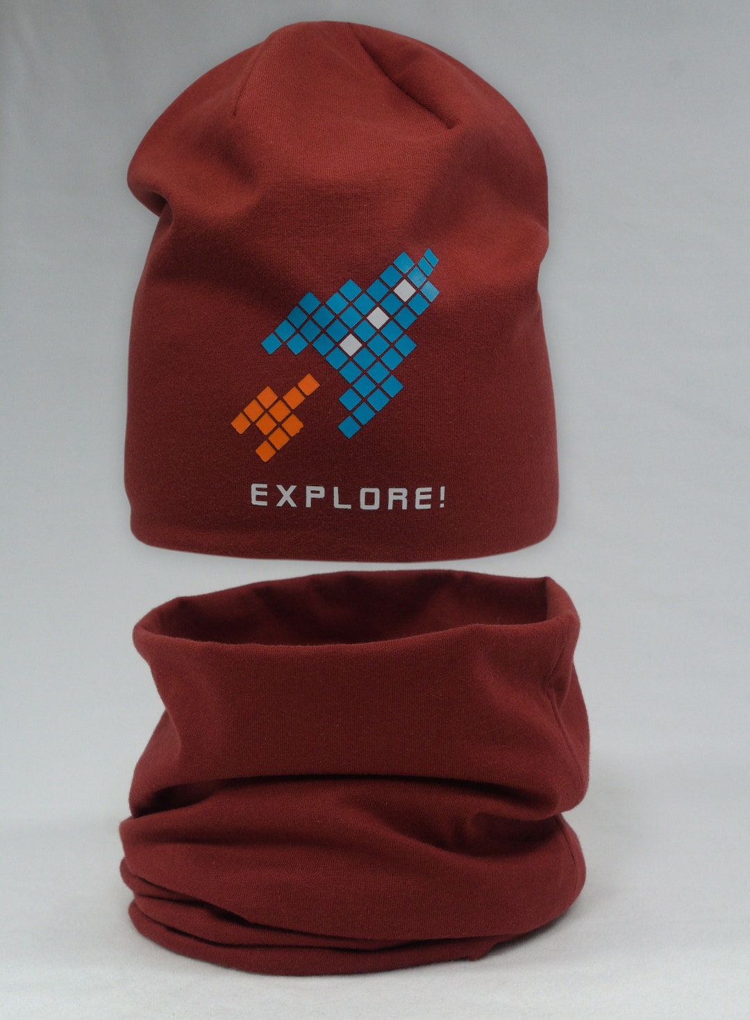 Cotton Hat With a Funnel-shaped Scarf With a Cotton Lining. Chimney ...