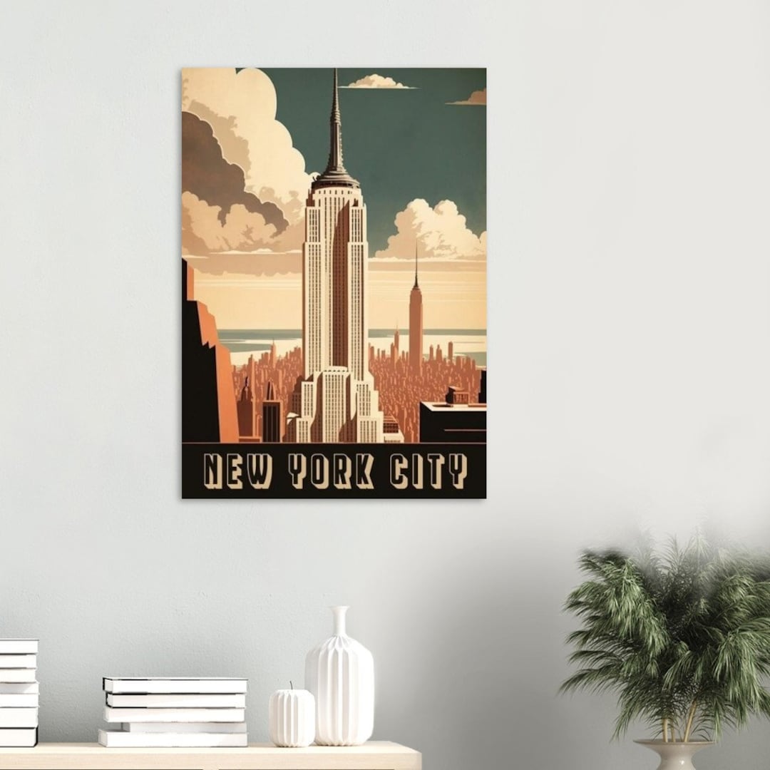 Vintage New York Poster Retro NYC Skyline Art, Classic Manhattan ...