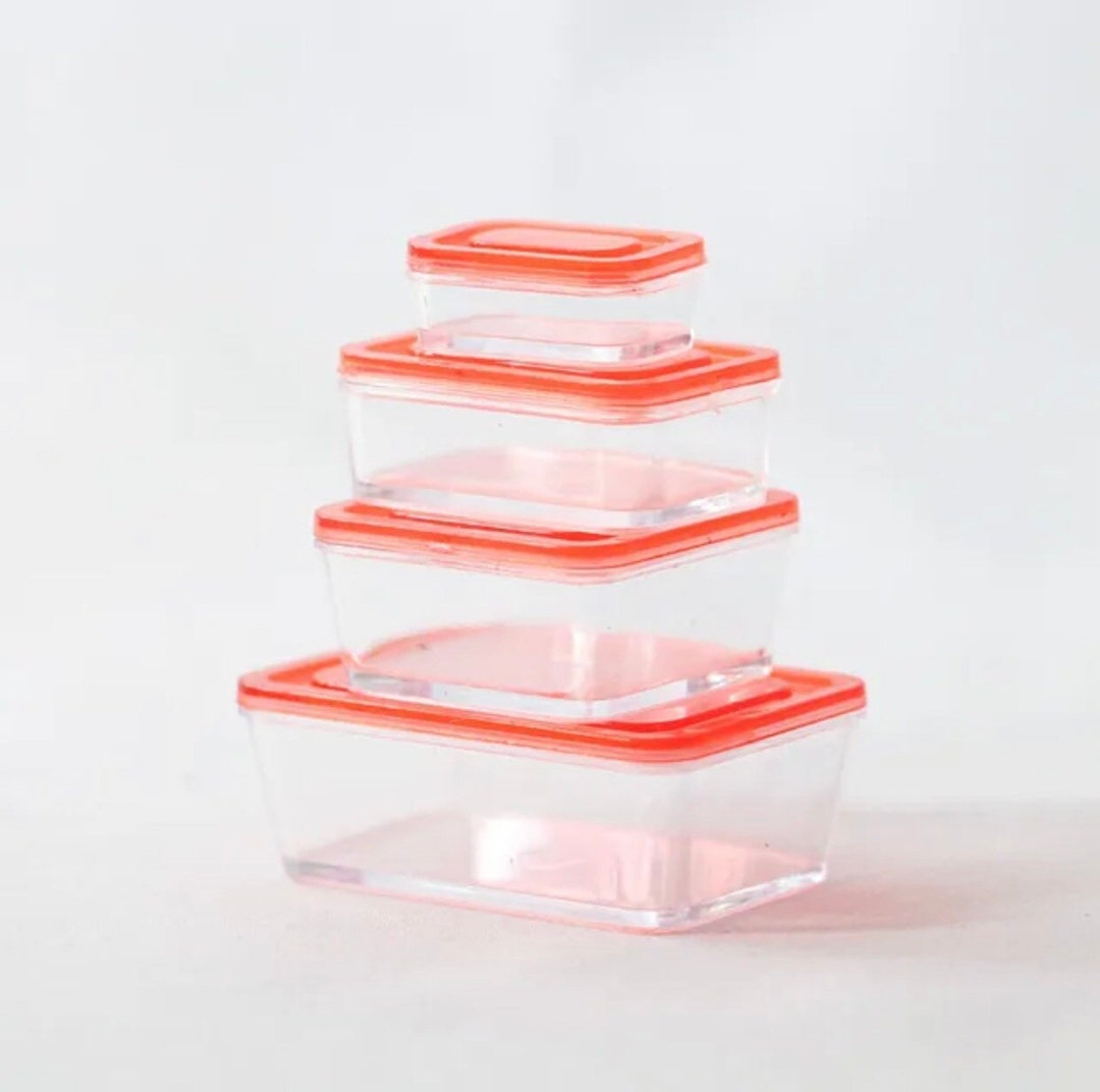 Set of 4 Miniature Tupperware Storage Food Containers Lunch Box for ...