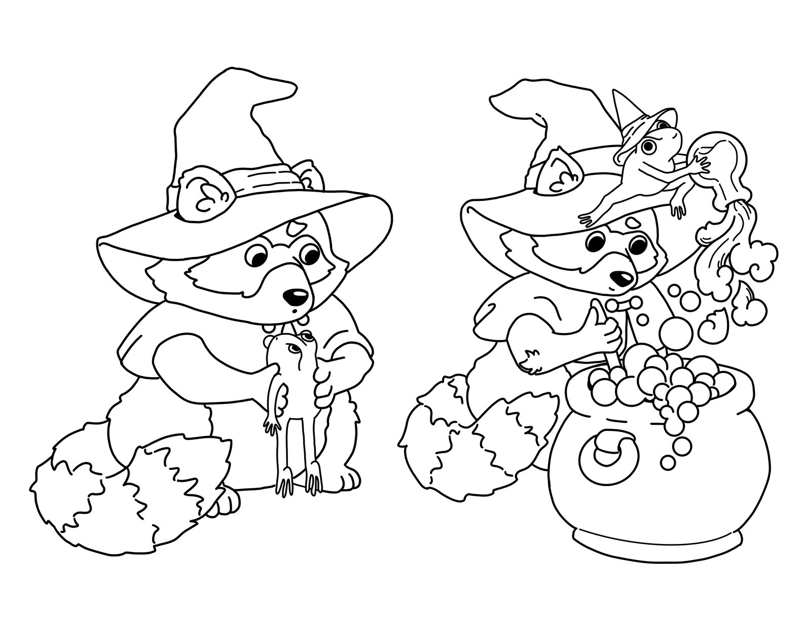 Halloween/fall Frogs Digital Color Pages - Etsy
