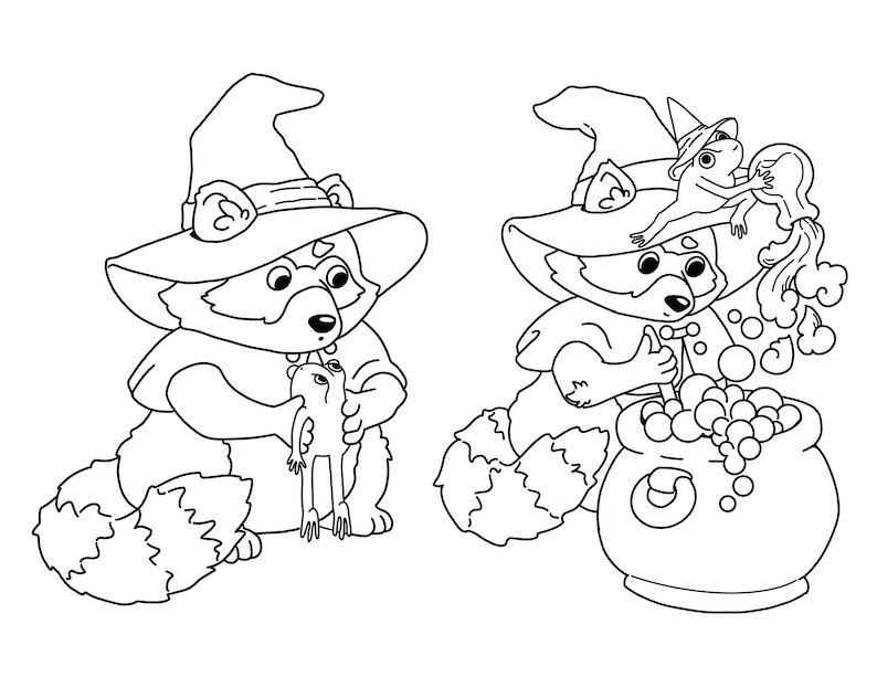 Halloween/fall Frogs Digital Color Pages - Etsy