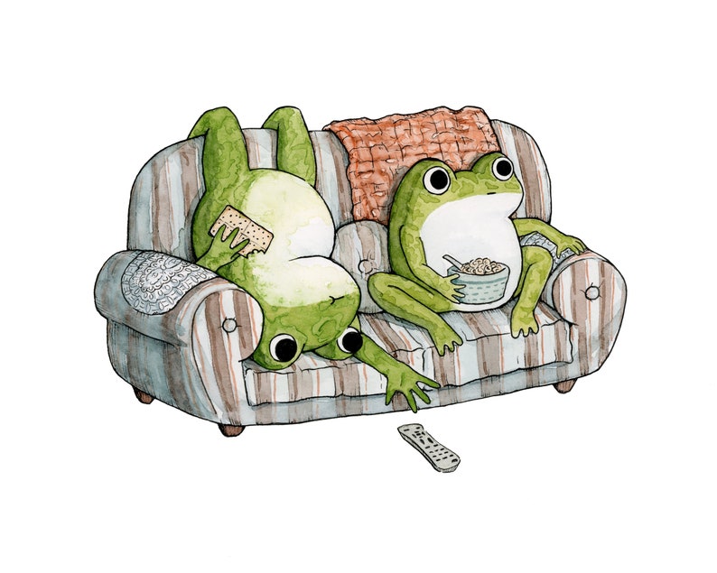 Are You Still Watching?/ Couch Potato Frog Print - Etsy