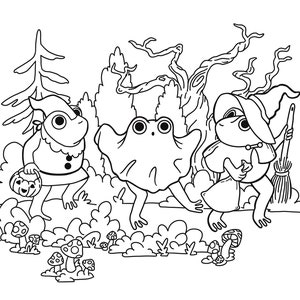 Halloween/fall Frogs Digital Color Pages - Etsy
