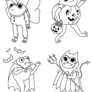 Halloween/fall Frogs Digital Color Pages - Etsy