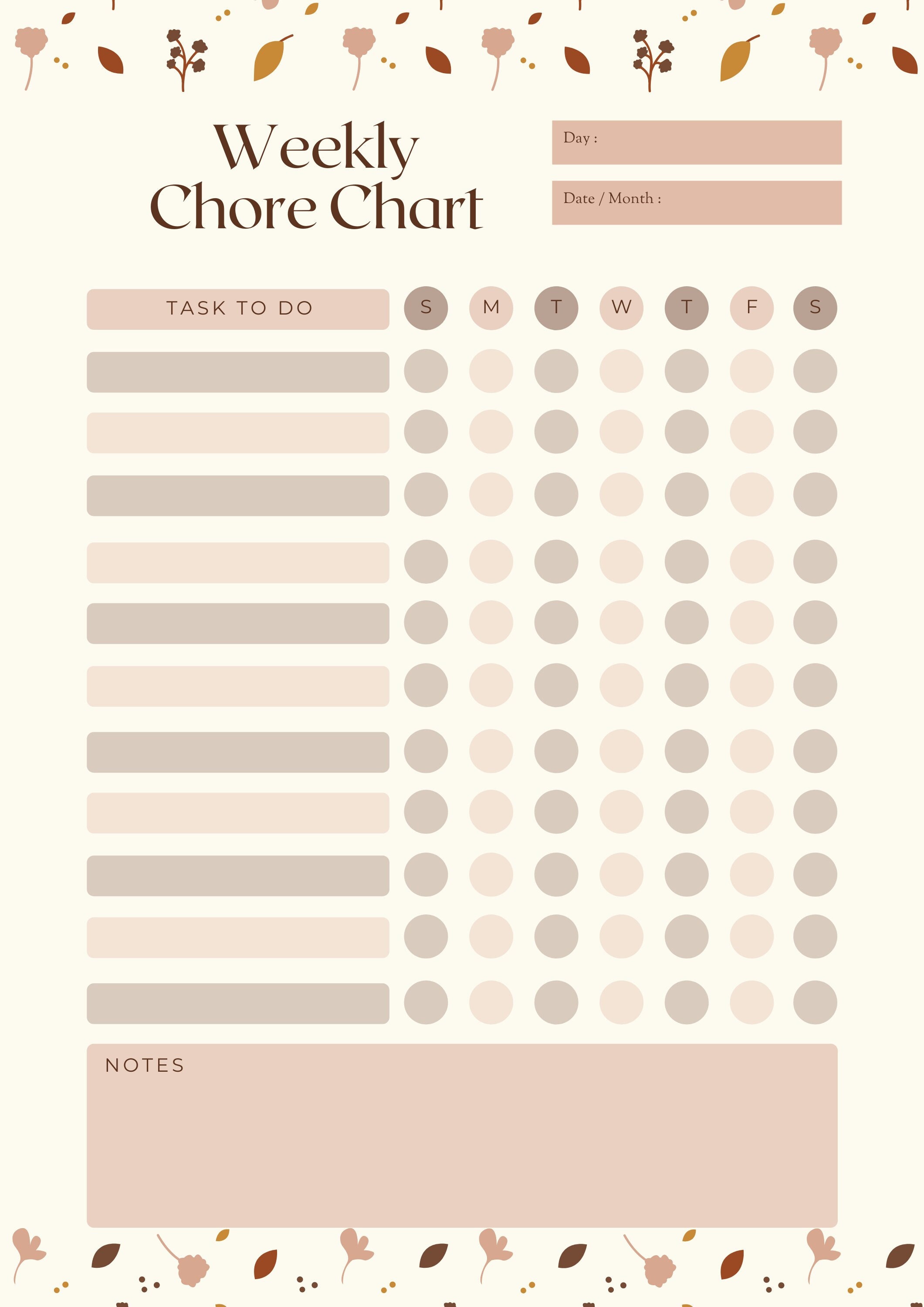 Chore Chart Templates- Bundle - 8x11 Inches - Digital Download ...