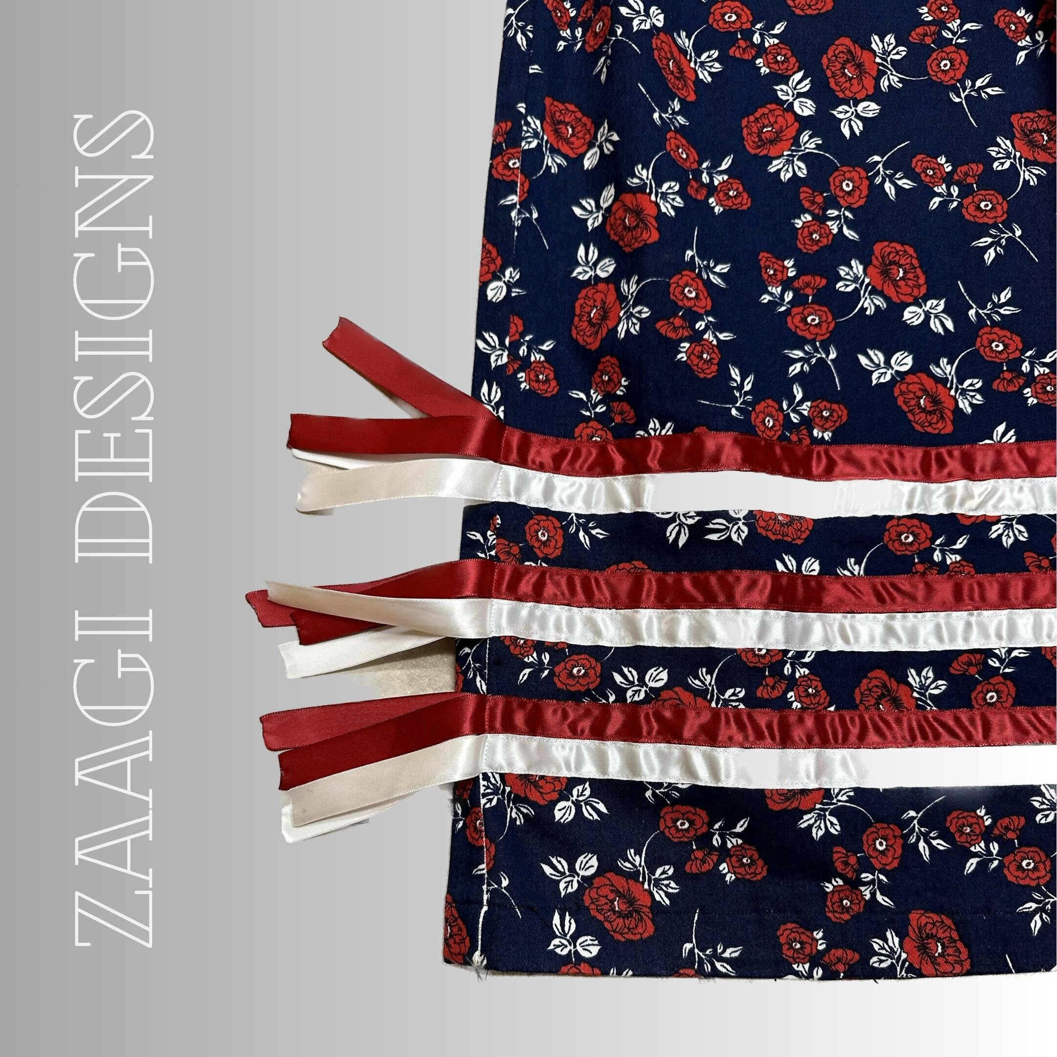 Made to Order - Red and Blue Floral Ribbon Skirt - Etsy