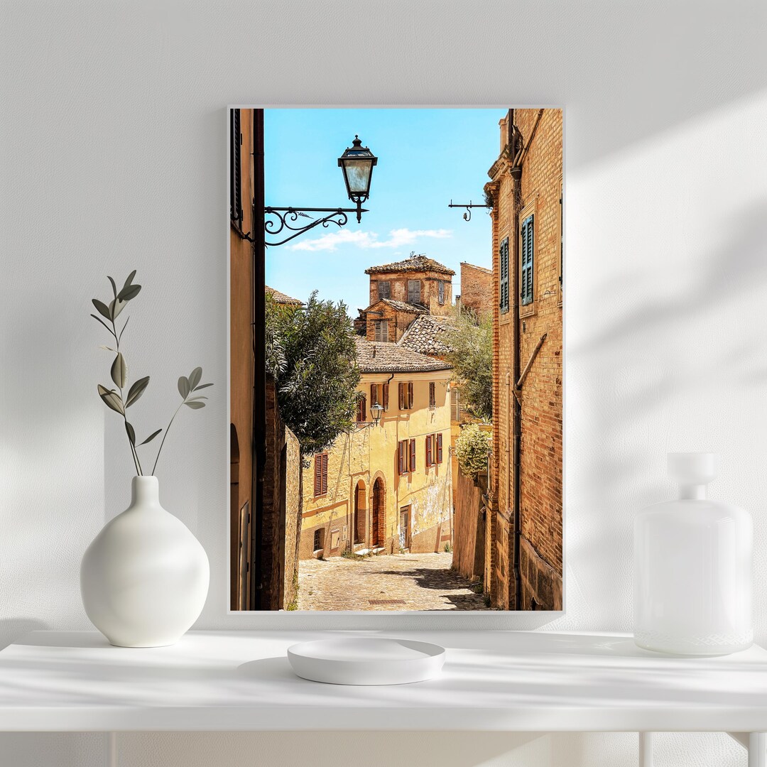 Italian Village Street Wall Art, Vertical Architecture Photography ...