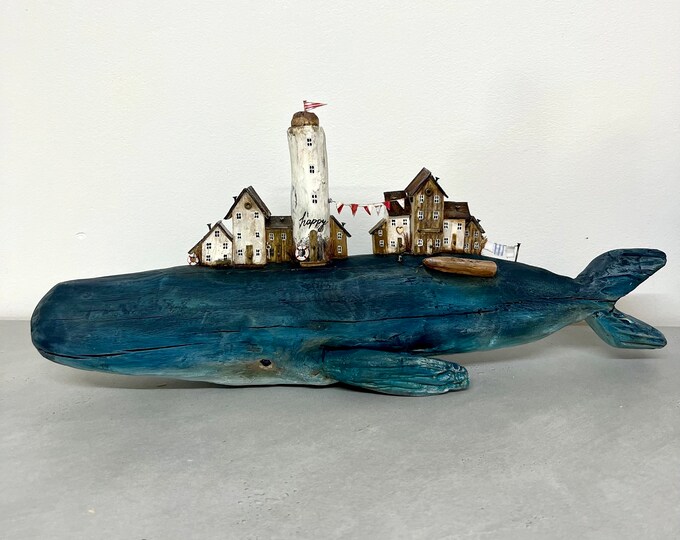 Driftwood Whale Table Decoration Freestanding Maritime Lighthouse House ...
