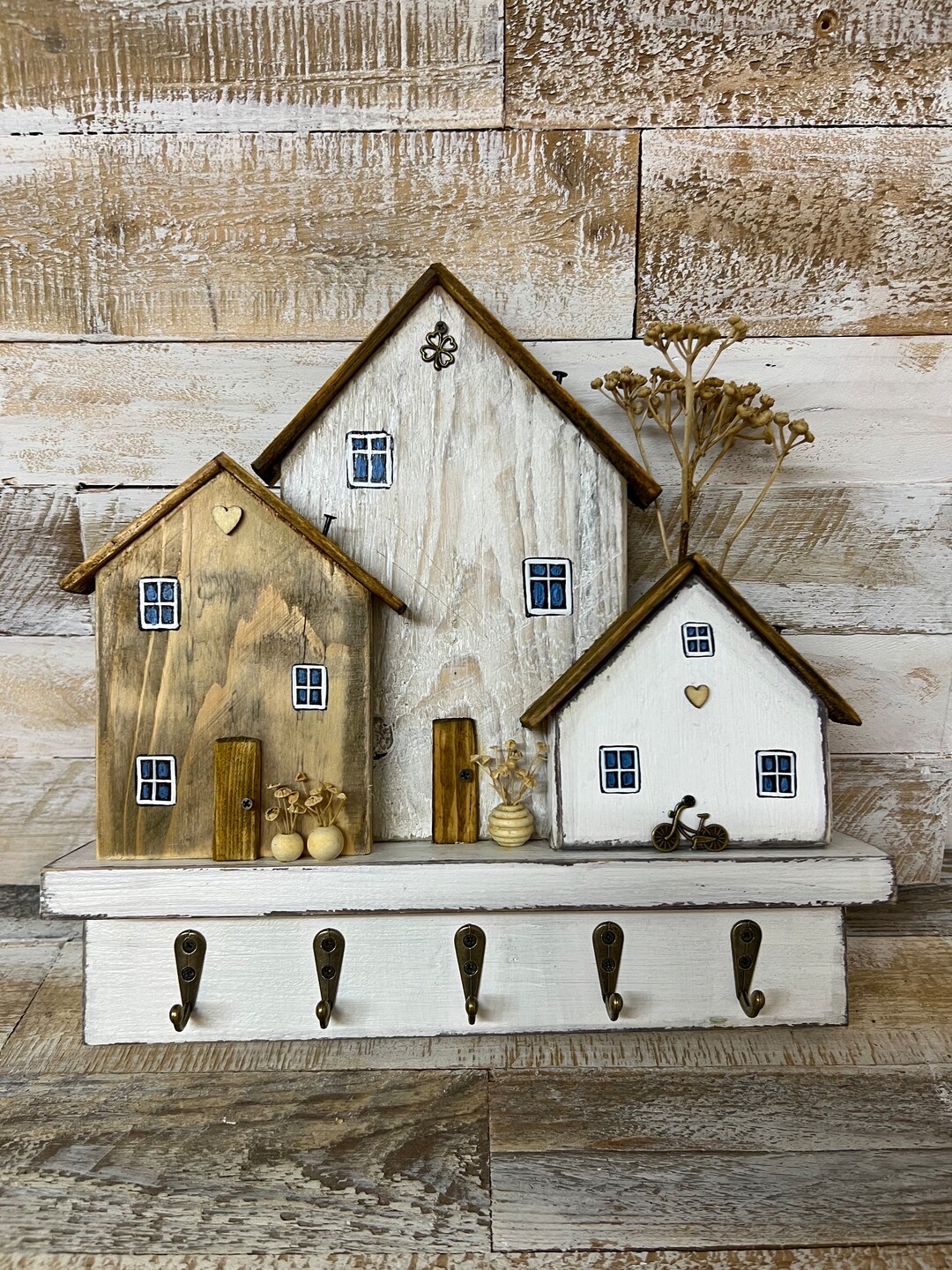 Old Wood Driftwood Key Board Wooden House Hook Bar Key Key Holder Key ...