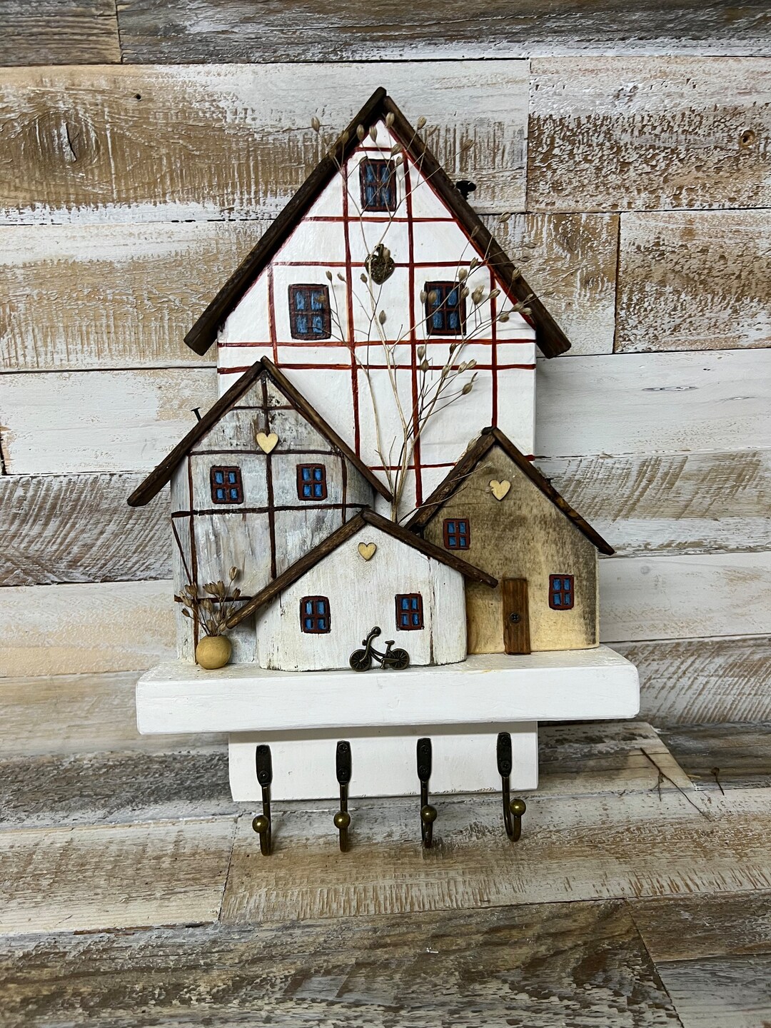 Old Wood Driftwood Key Board Wooden House Chopping Board Key Key Holder ...