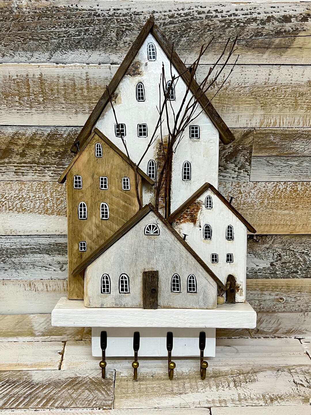 Old Wood Driftwood Key Board Wooden House Chopping Board Key Key Holder ...