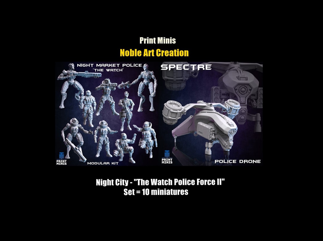 Print Minis Cyberpunk Sci-fi Night City Police Squad II / City Watch ...