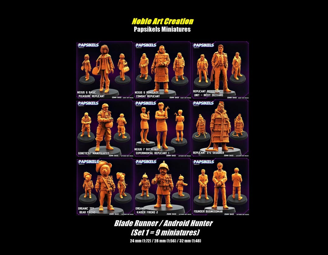 Papsikels Miniatures Sci-fi Android Hunter set 9 miniatures / Blade ...