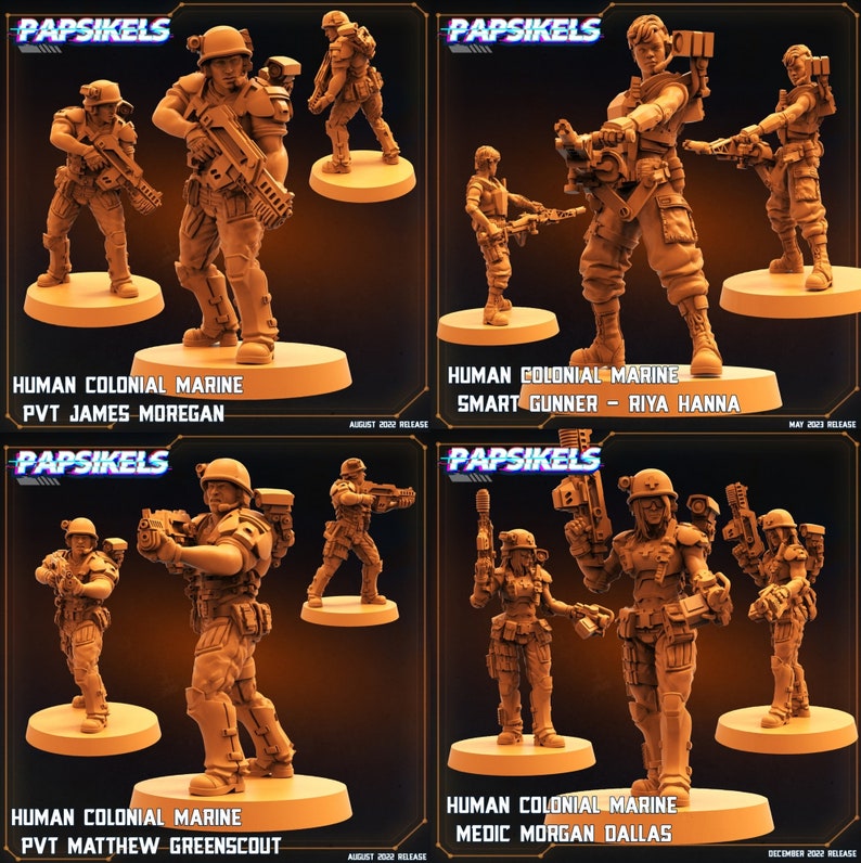 Papsikels Miniatures Sci-fi Colonial Marines Extraction Team - Etsy