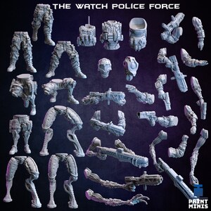 Print Minis Cyberpunk Sci-fi Night City Police Squad II / City Watch ...
