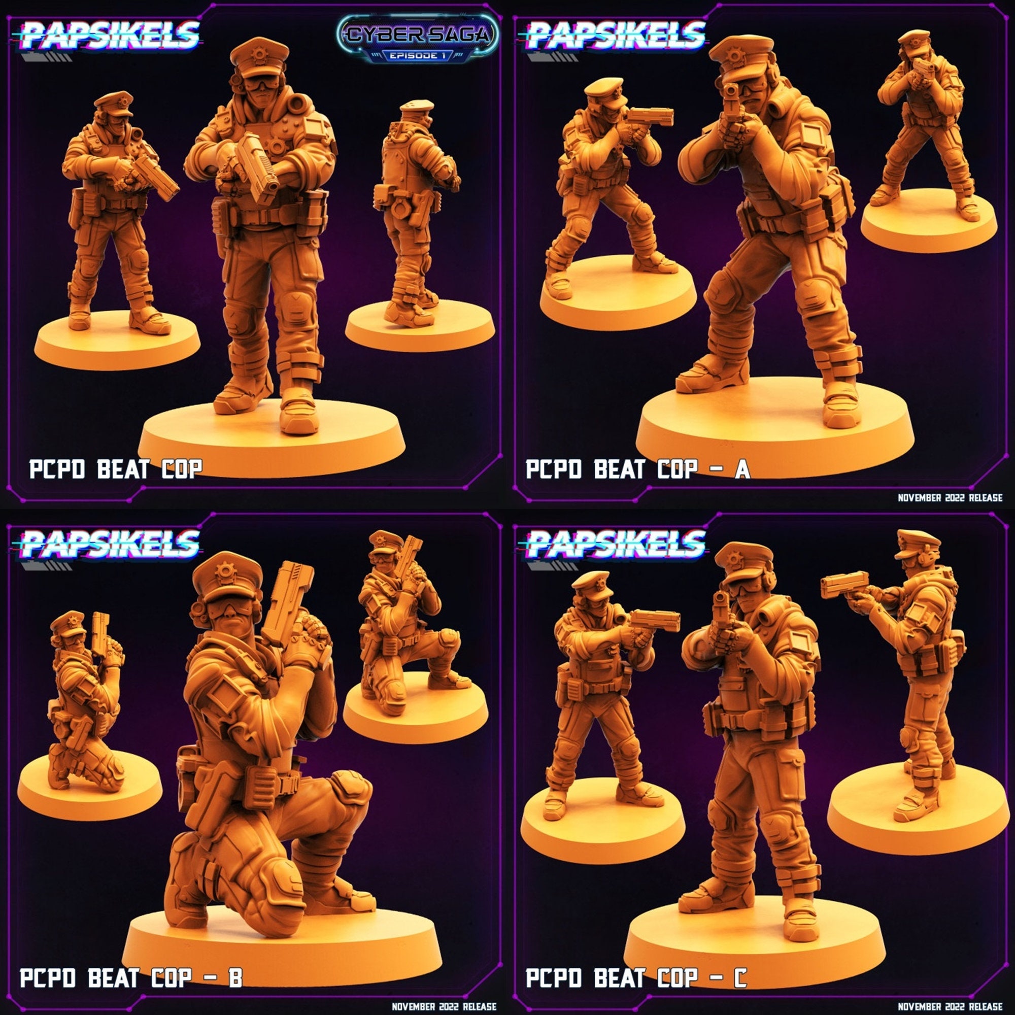 Papsikels Miniatures Sci-fi Police Beat Officers & Heavy - Etsy