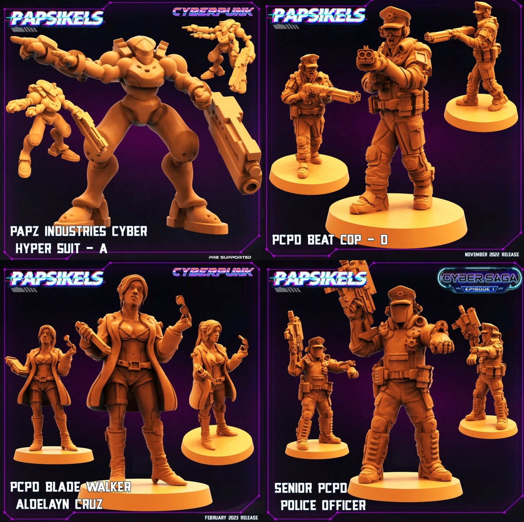 Papsikels Miniatures Sci-fi Police Beat Officers & Heavy - Etsy