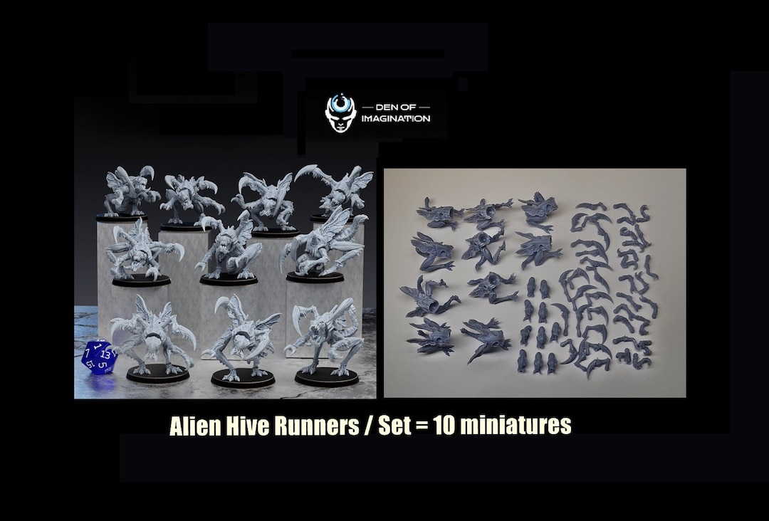 Alien Hive Runners (set = 10 Miniatures) / Aliens / Alien Swarm / Space ...
