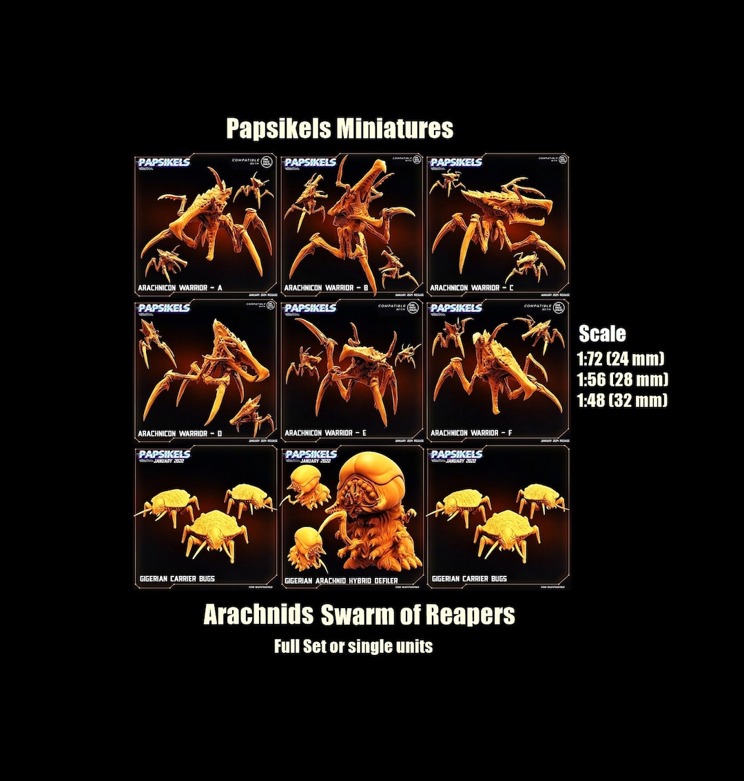 Papsikels Miniatures | Sci-fi Arachnicon Reaper Swarm | Space Alien ...