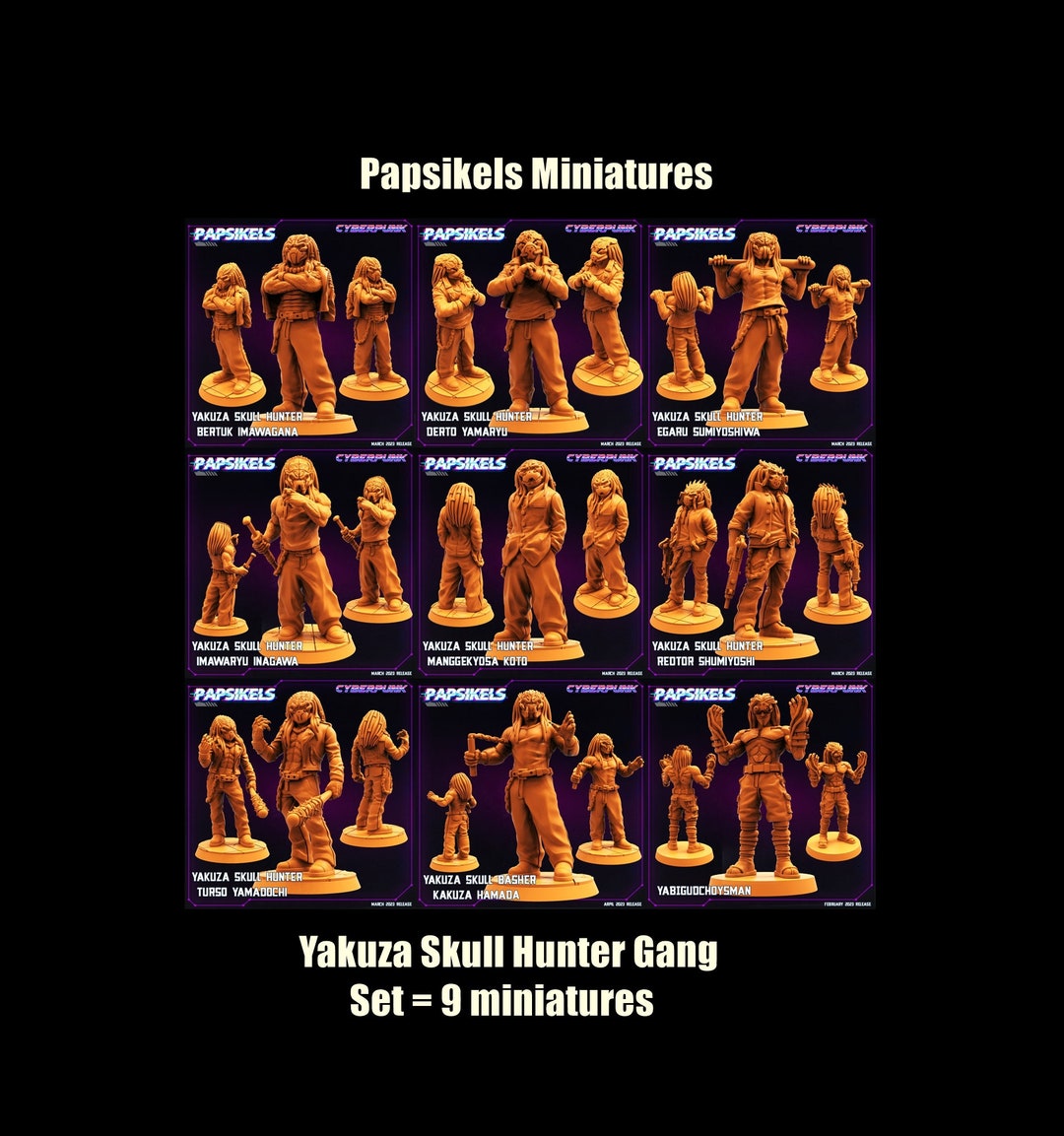 Papsikels Miniatures Cyberpunk Yakuza Skull Hunter Gang / Predator Gang ...