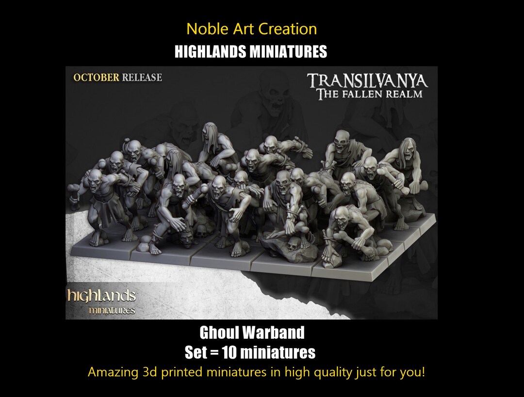 Highlands Miniatures Undead Ghouls Regiment/ Warband / Ghast / 9th Age ...