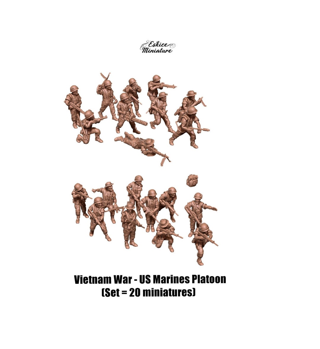 Eskice Miniatures Vietnam War US Marines Platoon set 20 Miniatures ...