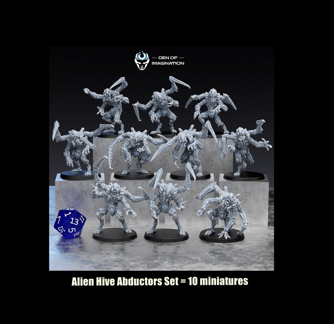 Alien Hive Abductors Set 10 Miniatures Alien Swarm Space Bugs Tabletop Miniatures