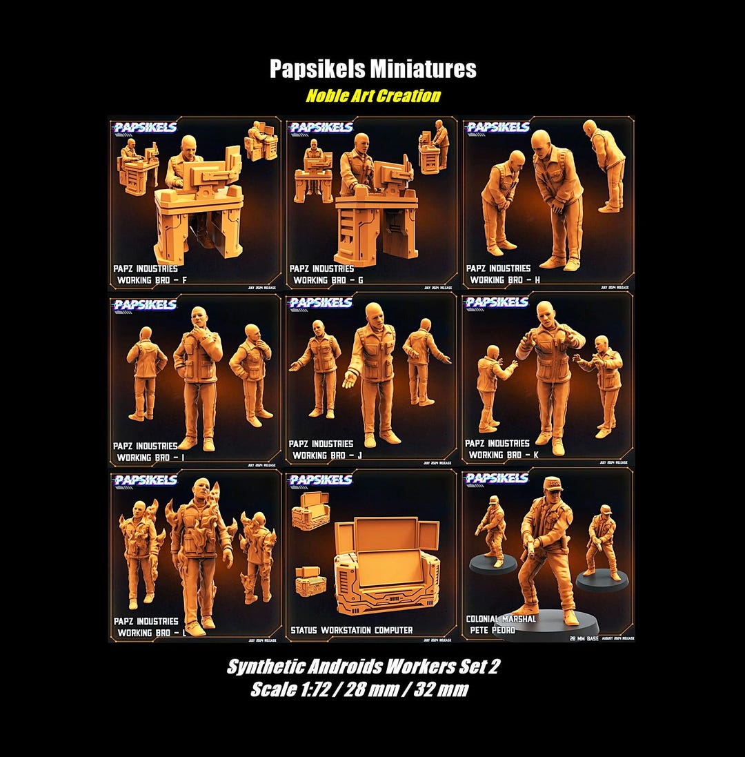 Papsikels Sci-fi Synthetic Androids Workers Set 2 9 miniatures ...