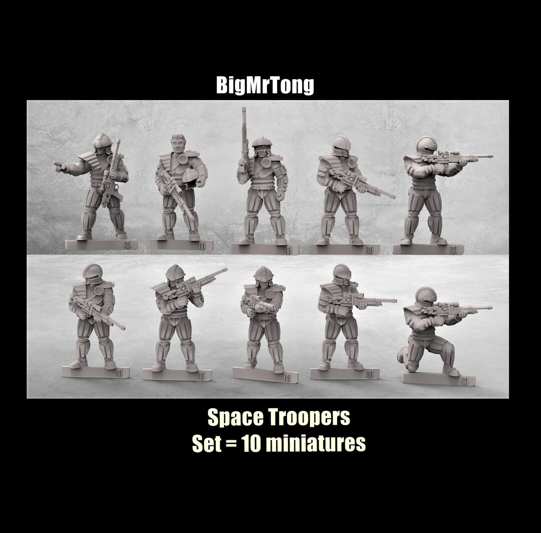 Sci-fi Space Soldiers Squad / Space Troopers (set = 10 Miniatures ...