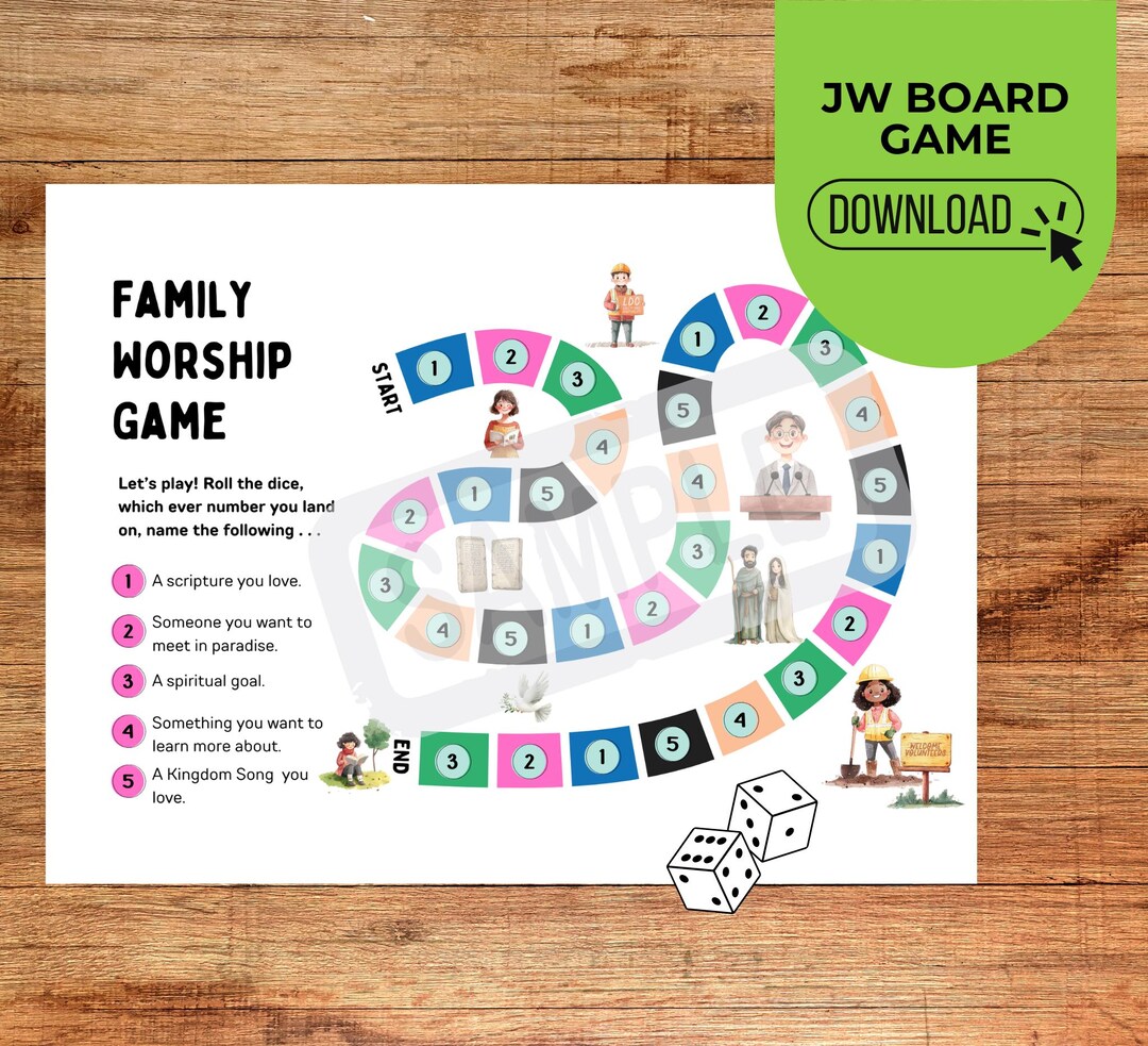 Printable JW Family Worship Board Game for JW Kids to Play at Family ...