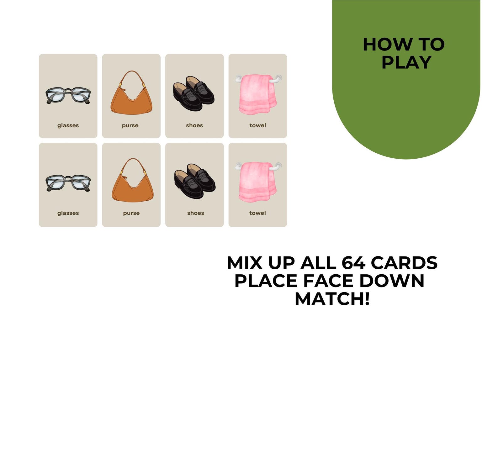 Dementia Memory Flash Cards Matching Cards Printable Cognitive Game for ...