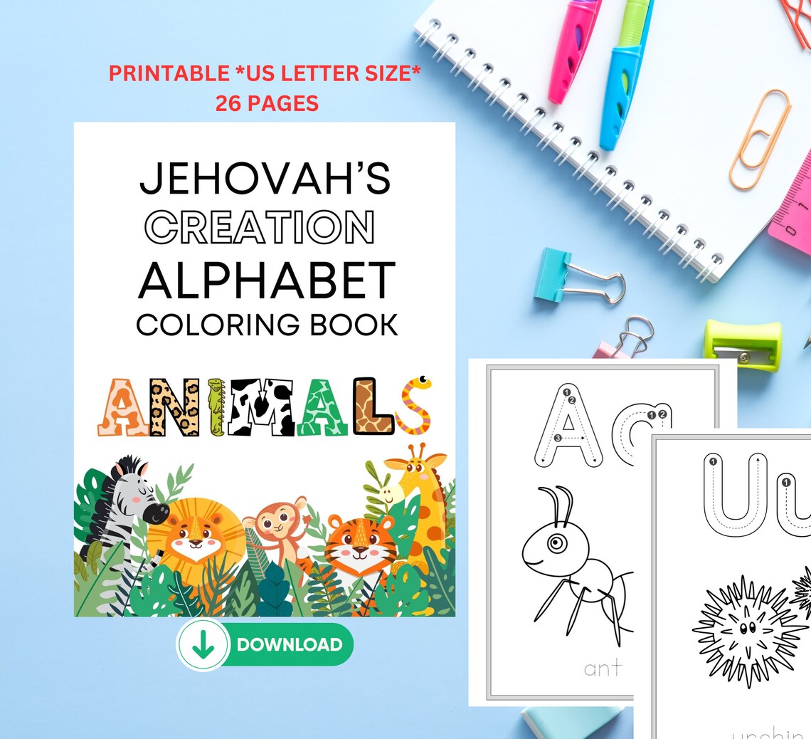 JW Kids Alphabet of Creation Animal Coloring Book, JW Meeting Activity ...
