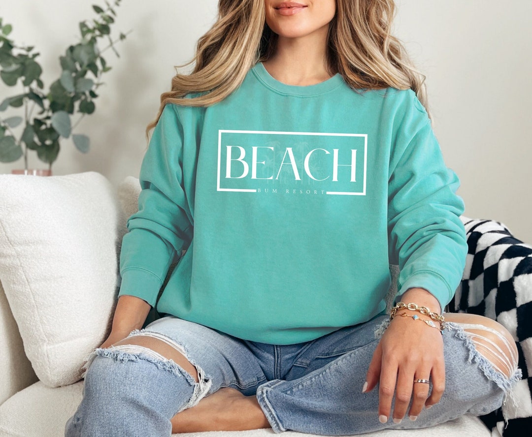 Beach Bum Crewneck: Chill Vibes, Palm Tree Print, Spring Break Pullover ...